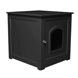 zoovilla kitty litter loo – hidden litter box furniture, black