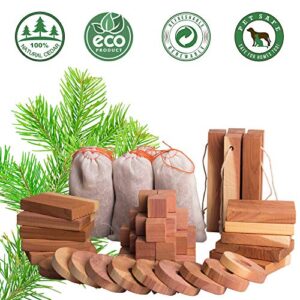 ACMETOP Aromatic Cedar Blocks for Clothes Storage, 100% Natural Cedar Balls Hangers Clothes Protector, Storage Accessories Closets & Drawers (60Pack)