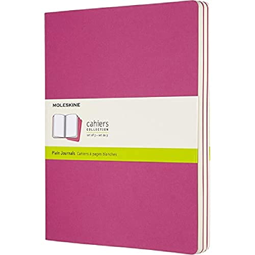 Moleskine Cahier Journal, Soft Cover, XL (7.5" x 9.5") Plain/Blank, Kinetic Pink, 120 Pages (Set of 3)