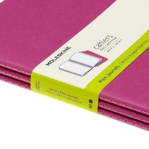 Moleskine Cahier Journal, Soft Cover, XL (7.5" x 9.5") Plain/Blank, Kinetic Pink, 120 Pages (Set of 3)