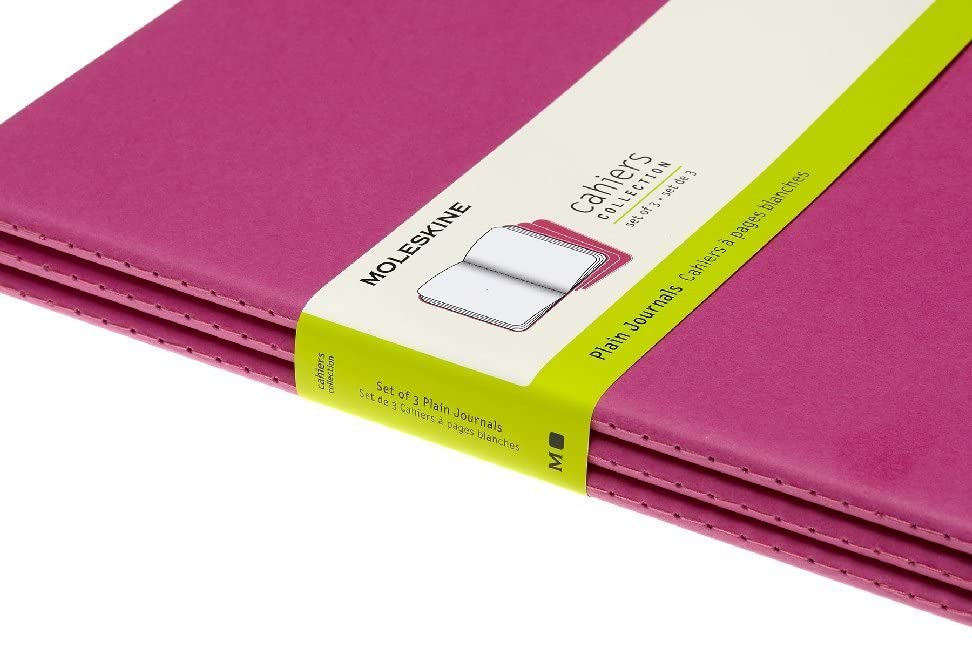 Moleskine Cahier Journal, Soft Cover, XL (7.5" x 9.5") Plain/Blank, Kinetic Pink, 120 Pages (Set of 3)