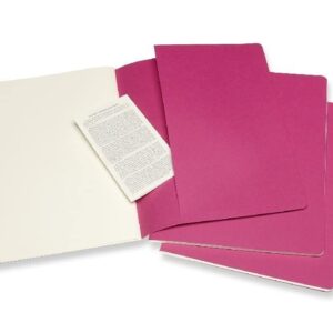 Moleskine Cahier Journal, Soft Cover, XL (7.5" x 9.5") Plain/Blank, Kinetic Pink, 120 Pages (Set of 3)