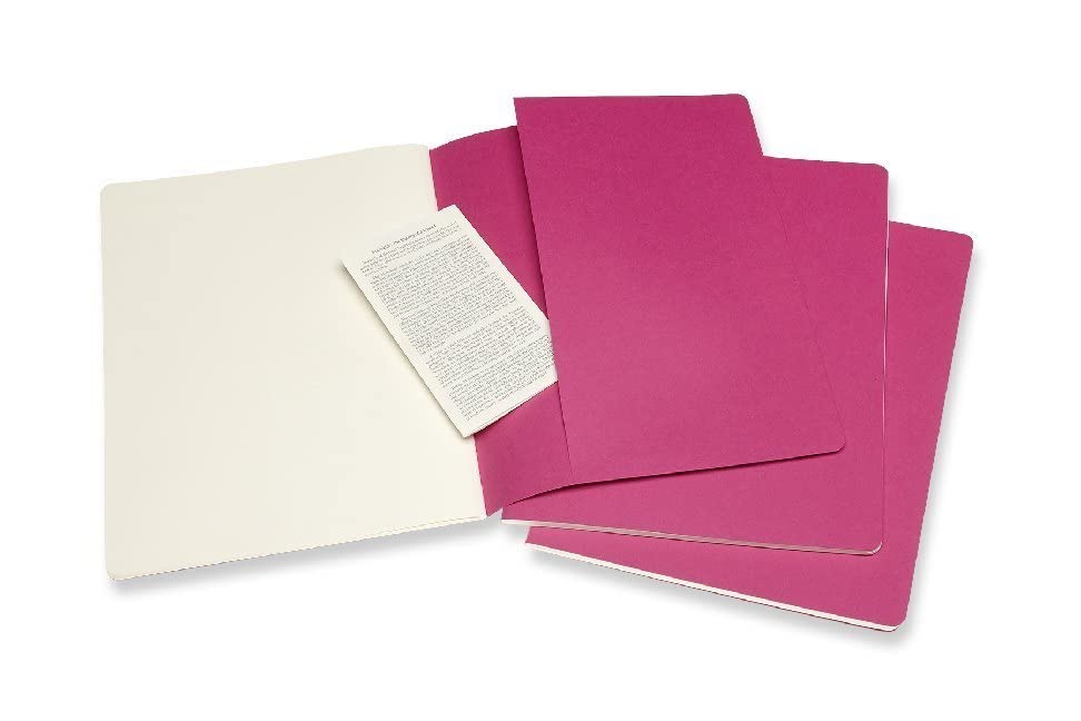 Moleskine Cahier Journal, Soft Cover, XL (7.5" x 9.5") Plain/Blank, Kinetic Pink, 120 Pages (Set of 3)