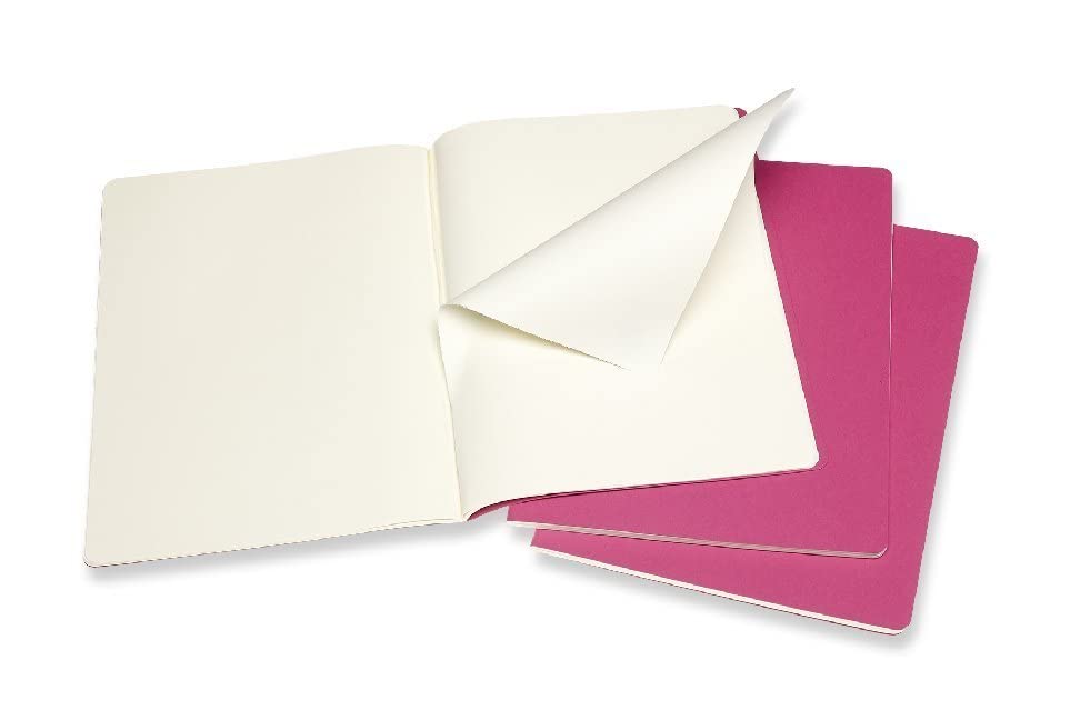 Moleskine Cahier Journal, Soft Cover, XL (7.5" x 9.5") Plain/Blank, Kinetic Pink, 120 Pages (Set of 3)