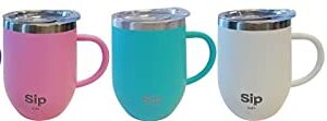 PURPLE Double Walled 18/8 StainlessSteel Insulated Cup, Handle & Lid 12oz- Keeps your Drinks Hot up to 6 hours Cold up to 24hour - Coffee, Tea, Beer, Water, Wine - Arrives Boxed for easy Gifting!