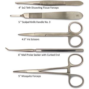 Dissection Kit - 20 Pieces for Anatomy Biology Lab Experiment with Scalpel Blades, Two Pairs Large Gloves, and Organizer Storage Case