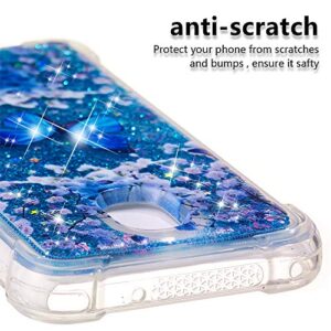 CAIYUNL for Galaxy J7 Refine Case,J7 2018,Samsung J7 Top,J7 Crown,J7 Aero,J7 Aura,J7 Eon,J7 Star Glitter Sparkle Liquid Bling Quicksand Clear TPU Cover Luxury Cute Women Men Shockproof -Blue Butterfly