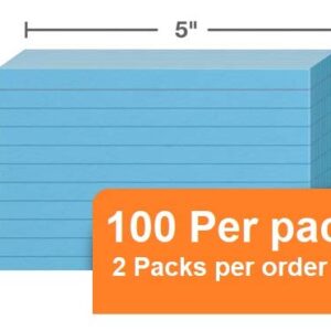 1InTheOffice Blue Index Cards 3x5 Ruled, Ruled Index Cards 3x5, Blue, 200/Cards