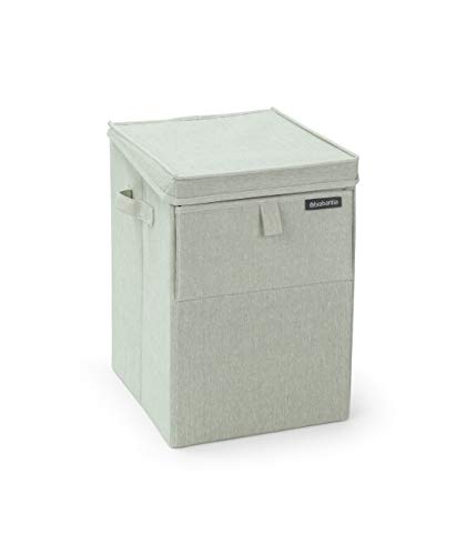 Brabantia - Stackble Laundry Box - Front and Top Opening - Space Efficient - Easy to Unload - Lightweight Grips - Large Opening for Dirty Clothes - Green - 35L