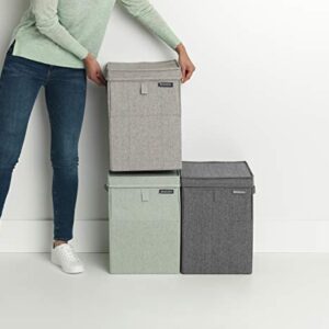 Brabantia - Stackble Laundry Box - Front and Top Opening - Space Efficient - Easy to Unload - Lightweight Grips - Large Opening for Dirty Clothes - Green - 35L