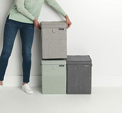 Brabantia - Stackble Laundry Box - Front and Top Opening - Space Efficient - Easy to Unload - Lightweight Grips - Large Opening for Dirty Clothes - Green - 35L