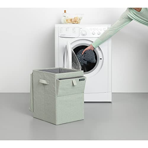 Brabantia - Stackble Laundry Box - Front and Top Opening - Space Efficient - Easy to Unload - Lightweight Grips - Large Opening for Dirty Clothes - Green - 35L