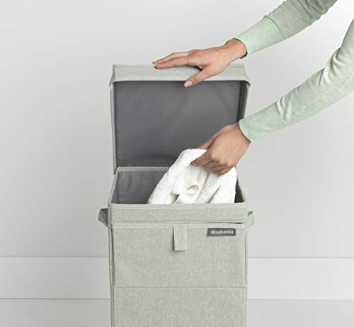 Brabantia - Stackble Laundry Box - Front and Top Opening - Space Efficient - Easy to Unload - Lightweight Grips - Large Opening for Dirty Clothes - Green - 35L