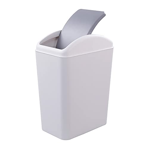 Ggbin Plastic Garbage Trash Cans with Swing Lid, 16 L Grey Kitchen Trash Bins