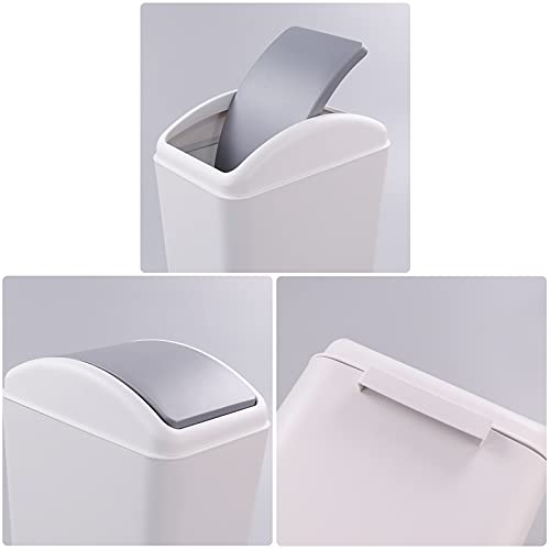 Ggbin Plastic Garbage Trash Cans with Swing Lid, 16 L Grey Kitchen Trash Bins