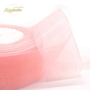 NICROLANDEE 3 Rolls Sheer Chiffon Ribbon 1.5Inch×49 Yards Dusty Rose Fading Chiffon Ribbon for Gift Wrapping Wedding Gift Ribbon Bows Bouquets Wrapping Birthday Wreath Decorations