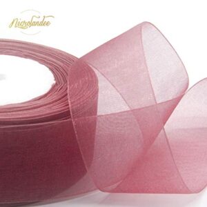 NICROLANDEE 3 Rolls Sheer Chiffon Ribbon 1.5Inch×49 Yards Dusty Rose Fading Chiffon Ribbon for Gift Wrapping Wedding Gift Ribbon Bows Bouquets Wrapping Birthday Wreath Decorations