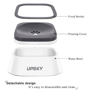 UPSKY Dog Bowl Dog Water Bowl No Spill Pet Water Bowl No Drip Slow Water Feeder Dog Bowl No-Slip Pet Water Dispenser 35oz Slow Drinking Bowl for Dogs and Cats