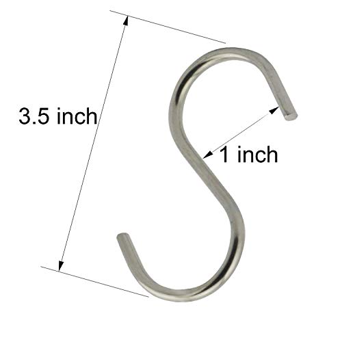 Silver 3.5 Inch Stainless Steel S Hanging Hooks for Indoors, Outdoors, Hang Anything 20 Pcs