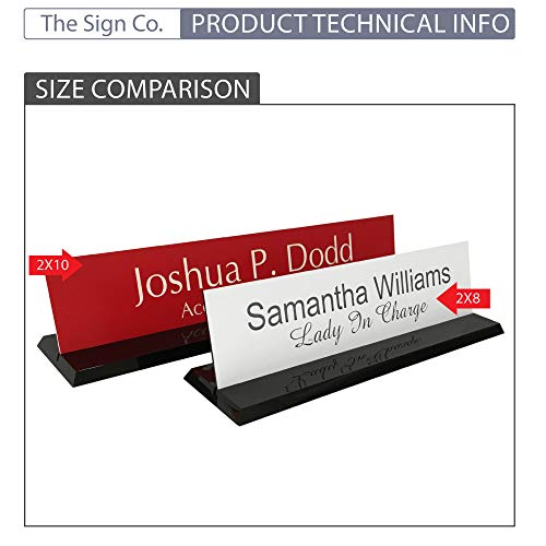 Personalized Office Name Plate Desk Sign with Molded Base in Black - 2x10 - CUSTOMIZE