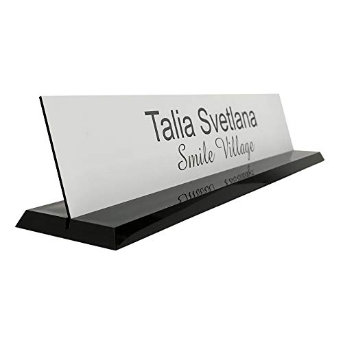 Personalized Office Name Plate Desk Sign with Molded Base in Black - 2x10 - CUSTOMIZE