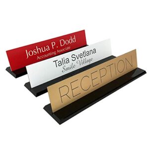 Personalized Office Name Plate Desk Sign with Molded Base in Black - 2x10 - CUSTOMIZE