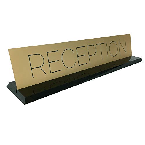 Personalized Office Name Plate Desk Sign with Molded Base in Black - 2x10 - CUSTOMIZE