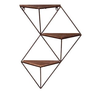 patton wall decor three step wood and metal geometric triangle wall shelf