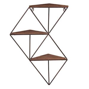 Patton Wall Decor Three Step Wood and Metal Geometric Triangle Wall Shelf