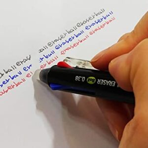 ERASER BALL 3 Color 0.38mm, Erasable Gel Pen and Refills, Black Blue Red Ink, MB-300 (5 Pens)