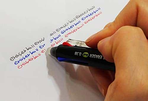 ERASER BALL 3 Color 0.38mm, Erasable Gel Pen and Refills, Black Blue Red Ink, MB-300 (5 Pens)