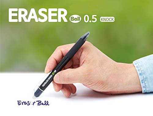 ERASER BALL 3 Color 0.38mm, Erasable Gel Pen and Refills, Black Blue Red Ink, MB-300 (5 Pens)