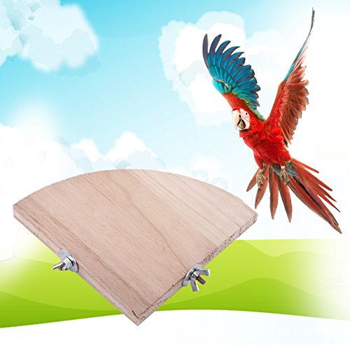 (Pack of 2) Bird Platform Wooden Fan Shape Bird Cage Perch Natural Parrot Stand for Small Animals Parrot Parakeet Cockatiel Budgie Gerbil Rat5.1X5.1 Inch