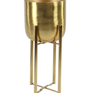 CosmoLiving by Cosmopolitan Metal Indoor Outdoor Dome Planter with Removable Stand, Set of 2 19", 22"H, Gold