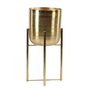 CosmoLiving by Cosmopolitan Metal Indoor Outdoor Dome Planter with Removable Stand, Set of 2 19", 22"H, Gold