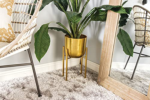 CosmoLiving by Cosmopolitan Metal Indoor Outdoor Dome Planter with Removable Stand, Set of 2 19", 22"H, Gold