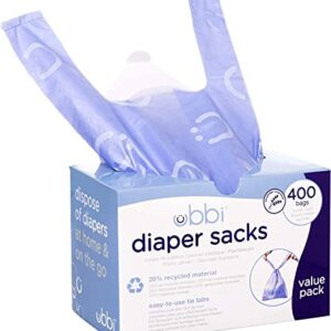 Ubbi Disposable Diaper Sacks, Lavender Scented, Easy-To-Tie Tabs, Diaper Disposal or Pet Waste Bags, 400 Count