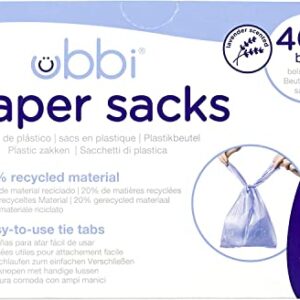 Ubbi Disposable Diaper Sacks, Lavender Scented, Easy-To-Tie Tabs, Diaper Disposal or Pet Waste Bags, 400 Count