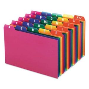 1InTheOffice Index Card Box 3x5 inch, Index Card Holder 3x5 400 Capacity & Index Card Guide Set, A-Z, 1/5 Tab,