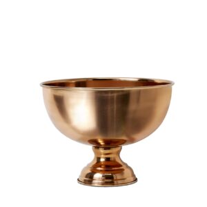 Serene Spaces Living Copper Finish Pedestal Bowl, Add Fruit or Treats for a Table Centerpiece or Use as Flower Compote, Ideal for Home Decor, Wedding, Party, Event, Measures 7.5" Tall and 10" Diameter