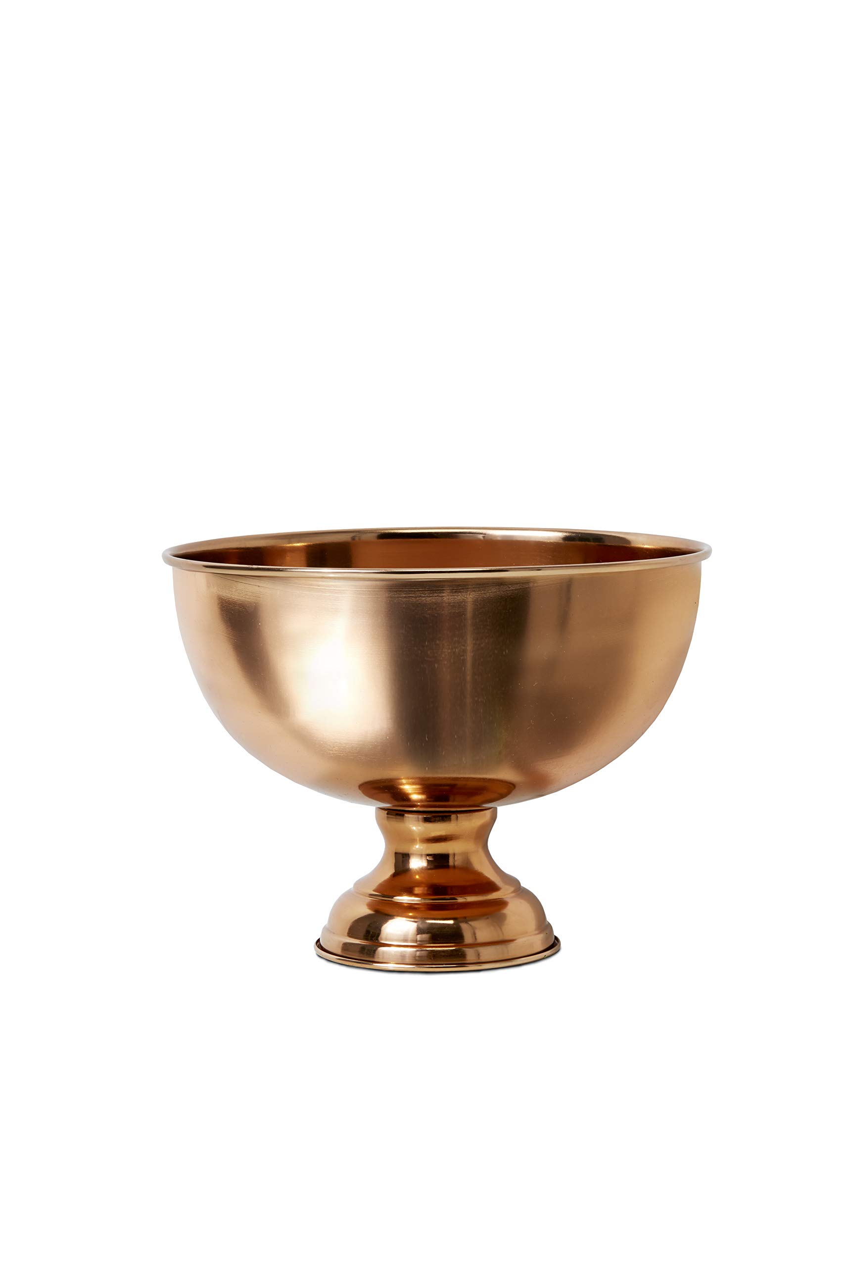 Serene Spaces Living Copper Finish Pedestal Bowl, Add Fruit or Treats for a Table Centerpiece or Use as Flower Compote, Ideal for Home Decor, Wedding, Party, Event, Measures 7.5" Tall and 10" Diameter