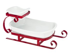 godinger iron silver art sleigh 2 tier server, red & white