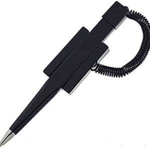 NoBo Pack of 5 Counter Coil Corded Wedgy Pen with Adhesive Backing, Black Ink