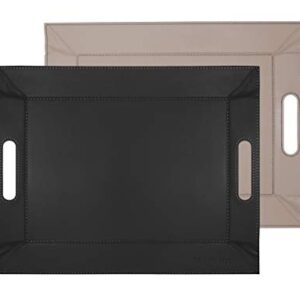 FreeForm Reversible Faux Leather Tray, Black/Taupe, 45x35cm