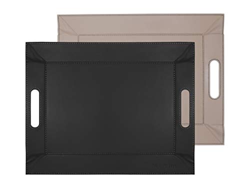 FreeForm Reversible Faux Leather Tray, Black/Taupe, 45x35cm