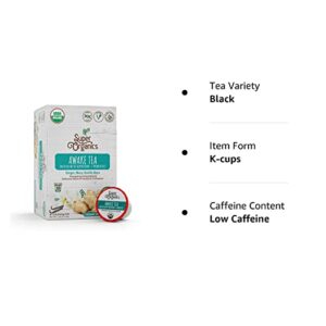 Super Organics Awake Black Tea Pods With Superfoods & Probiotics Keurig K-Cup Compatible Energy, Revitalizing, Refreshing Tea USDA Certified Organic, Vegan, Non-GMO, Natural & Delicious, 10ct