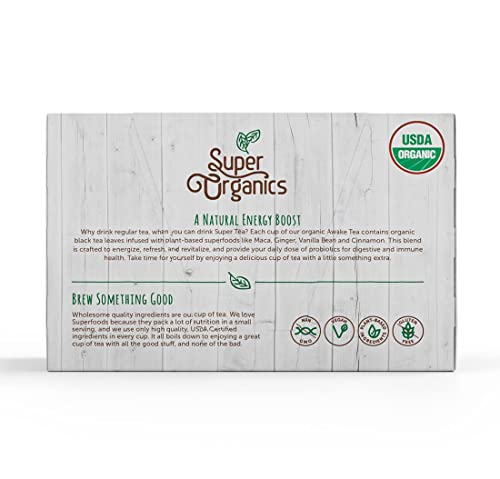 Super Organics Awake Black Tea Pods With Superfoods & Probiotics Keurig K-Cup Compatible Energy, Revitalizing, Refreshing Tea USDA Certified Organic, Vegan, Non-GMO, Natural & Delicious, 10ct