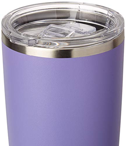 PURPLE 20OZ Perfect Size INSULATED DRINK MUG TUMBLER & SPILL PROOF LID - WINE BEER COFFEE TEA & Much More HOT for up to 6 Hours or cold for 24 HOURS - FREE Silicone Straw & Straw Cleaning Brush -