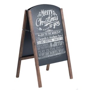 goflame a-frame chalkboard 18 x 31.5", standing sidewalk easel double-sided, wooden folding chalkboard sandwich sign for office cafe teaching