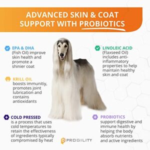 Nootie PROGILITY Advanced Skin & Coat Chews for Dogs - Supports Healthy Skin and Coat to Relieve Itchy Skin and Excessive Shedding with Krill Oil - For All Dog Sizes - 90 ct